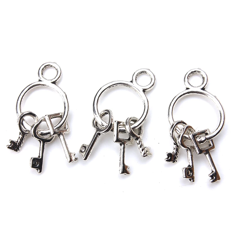 10pc-lot-25mm-x14mm-Keys-Charms-Antique-Silver-Color-Cute-for-necklace ...