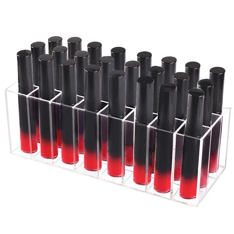 Acrylic Lip Gloss Holder 24 Slots Lipstick Box Display Stand Sundry ...