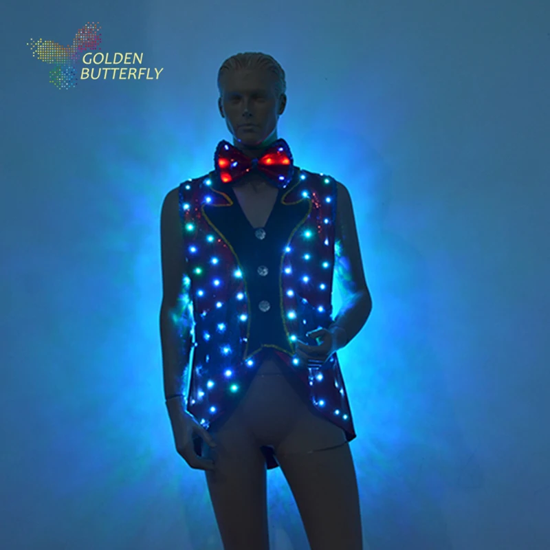 LED Clothing Full color light emitting color vest The magician clothes ...