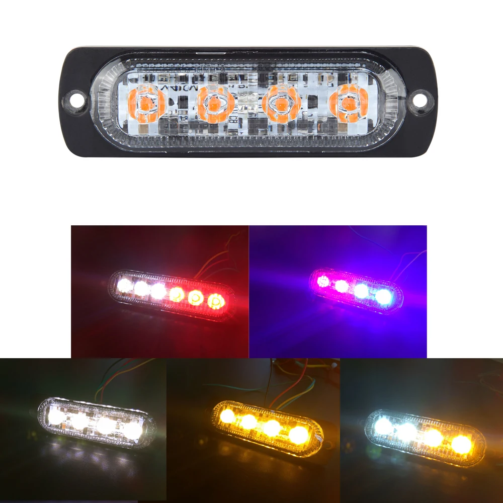Sufemotec 1PCS 2W 4 LED Strobe Emergency Light Warning Fog Lamp For ...