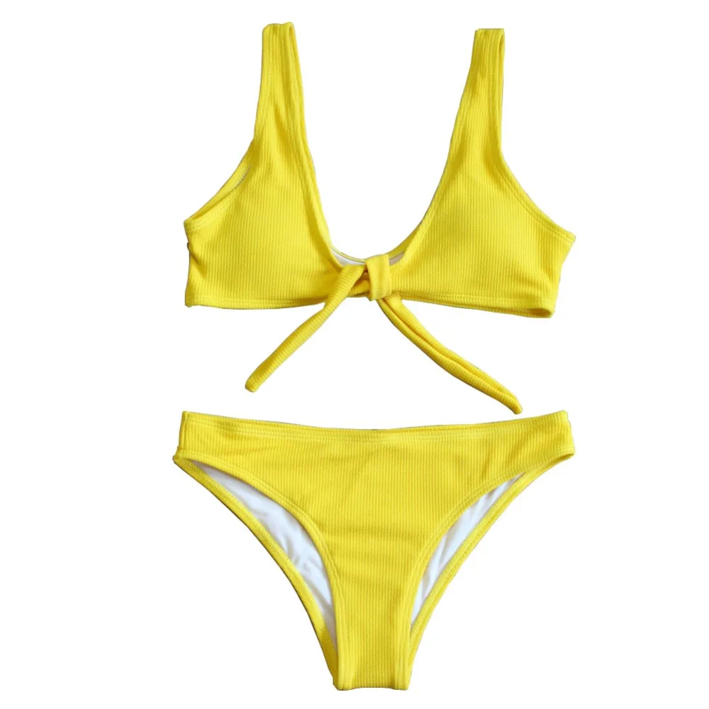 Nidalee Bikinis Knotted Padded Thong Bikini Set Women Swimwear Swimsuit