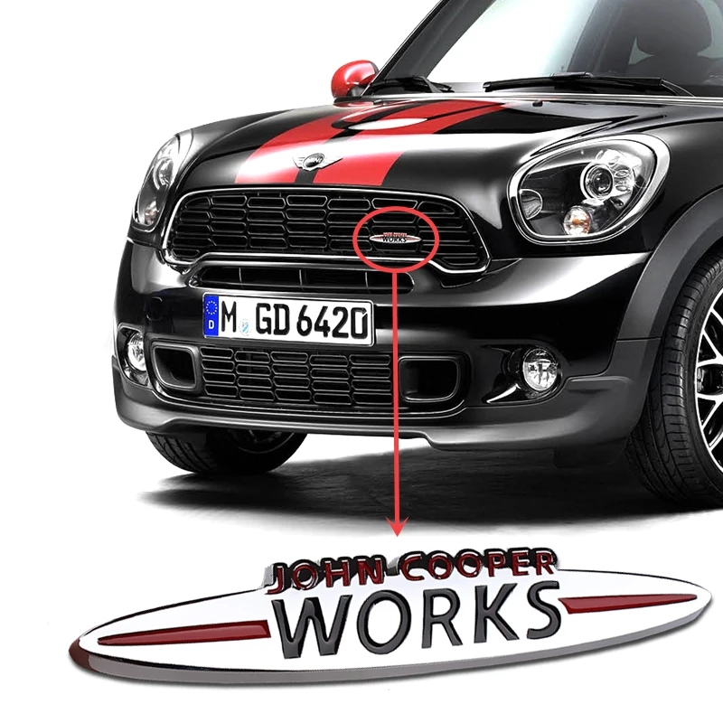 Metal Car Logo 3D JCW Badge Stickers for MINI Cooper Head Grill S ONE ...