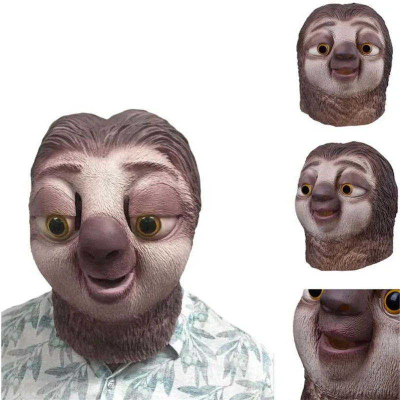 Sloth latex mask Zootopia Sloth Mask Latex Full Head Animal Mask ...