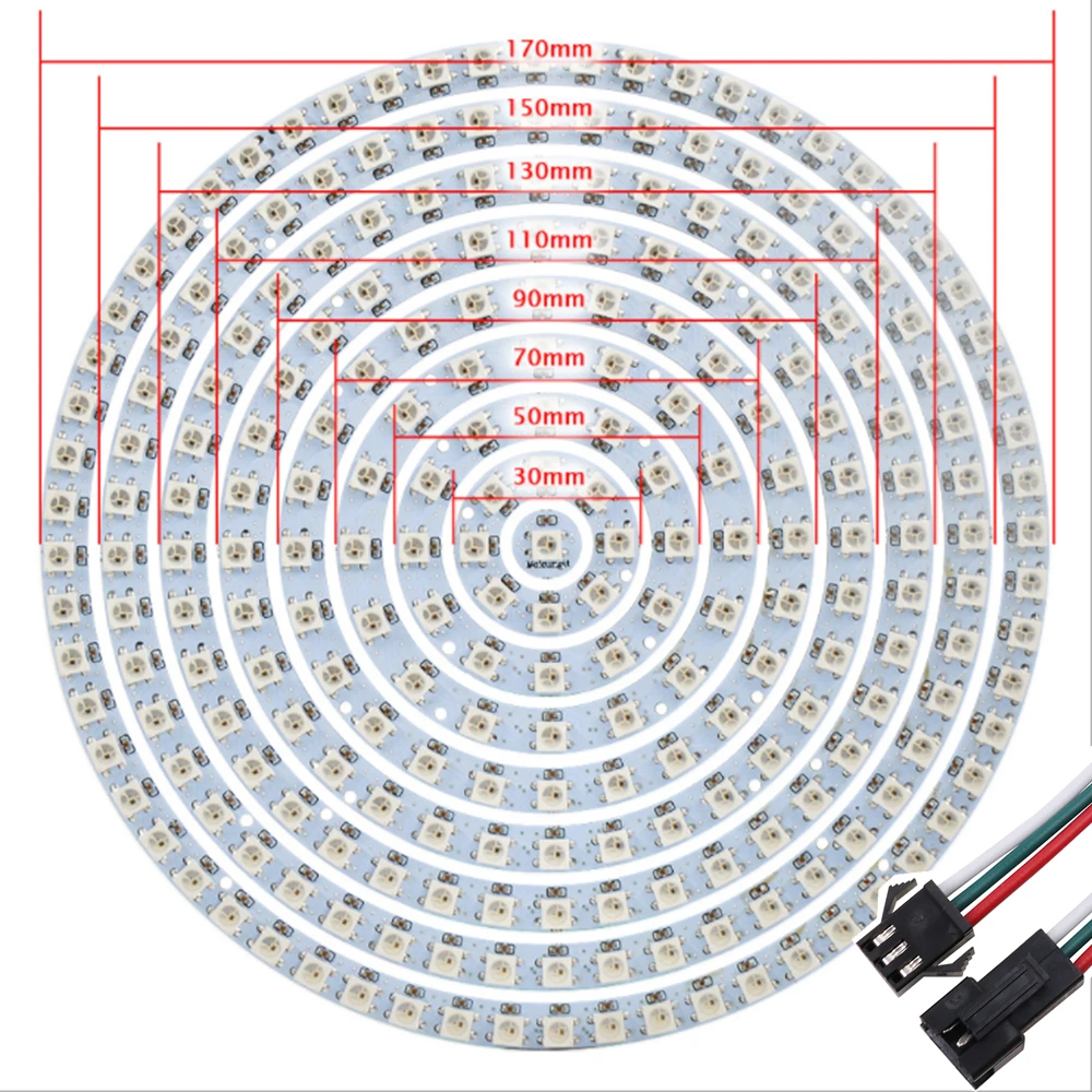 Addressable pixel WS2812B Ring 1 8 12 16 24 32 40 48 60 93 241 LEDs ...