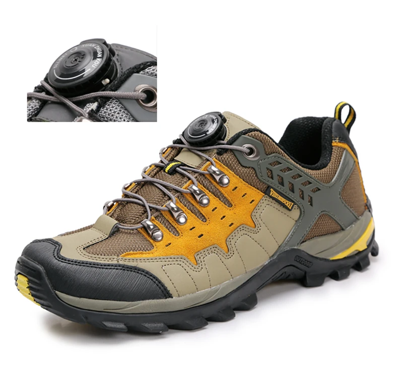 Automatic Lace Up Mens Leather Hiking Shoes New 2015 Waterproof Outdoor ...