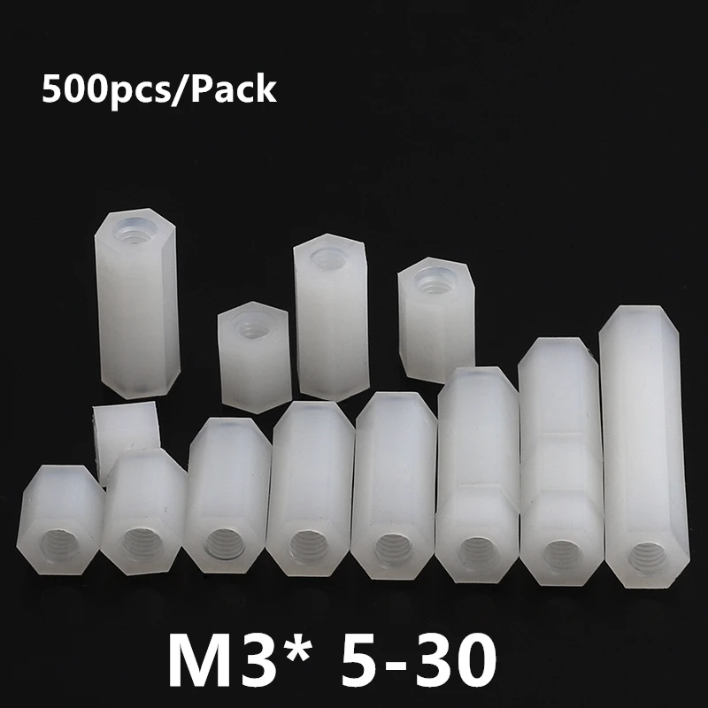500pcs-M3-Hexagon-Nylon-Standoff-Spacer-M3x5-6-8-10-12-15-18-20-22-25mm.jpg