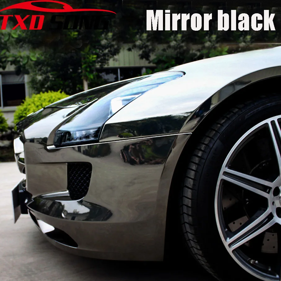 7 Sizes Premium Stretchable Black Chrome Mirror flexible Vinyl Wrap ...