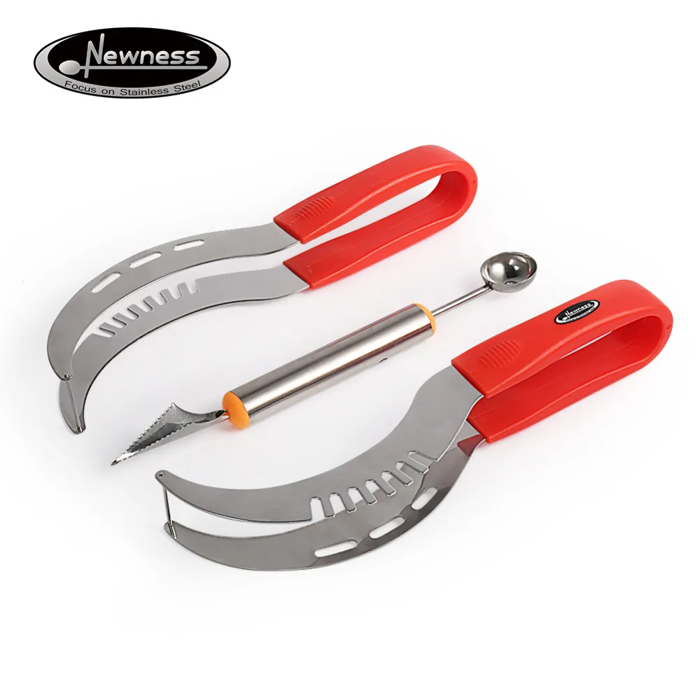 Fruit Slicer Corer Newness Stainless Steel Melon Cutter Set Watermelon ...