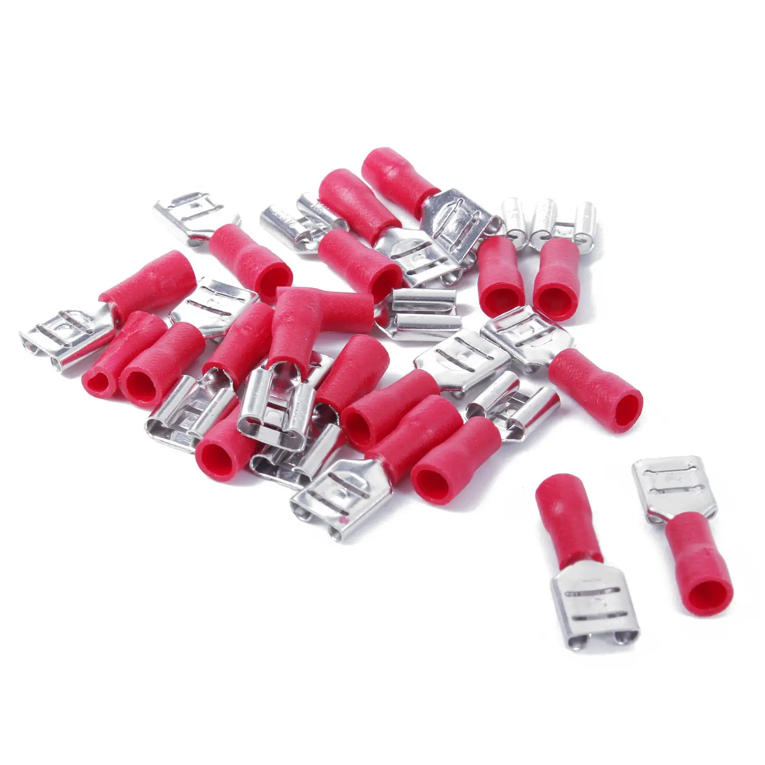 20 Red Female Insulated Spade Wire Connector Electrical Crimp Terminal ...