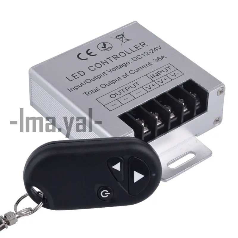 Dc12 24v 36a solo canal LED Controller dimmer con 3key wirelss RF ...