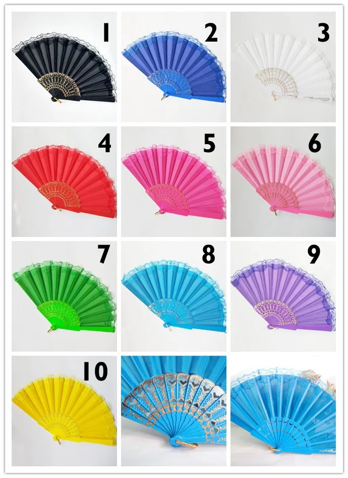 50Pcs Elegant Lace Wedding Fan,Plastic Handle Folding Hand Fan For ...