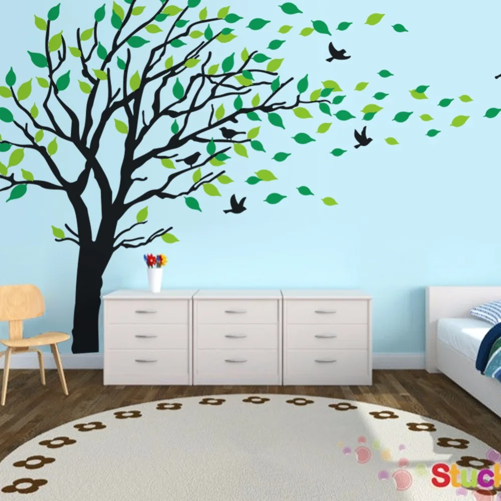 Large Vinyl Green Tree Wall Sticker Removable Bedroom Wall Pictures