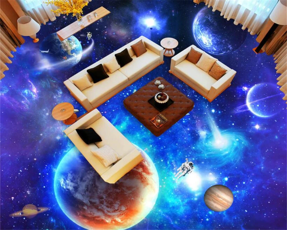 Beibehang Star Galaxy Universe 3d Floor Tall Tile Tile Painting Bedroom ...