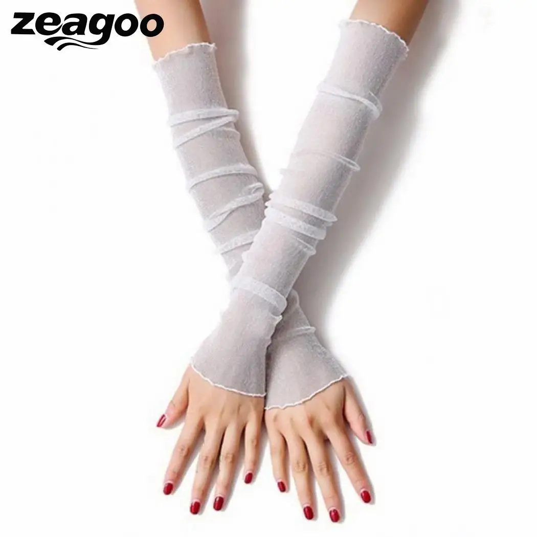 Women Fashion See Through Ice Silk Breathable Anti UV Sleeves Made of ...