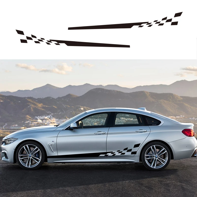 1 Pair 2 Sides Vinyl Car Styling Side Skirt Waist Line Sticker Wraps ...