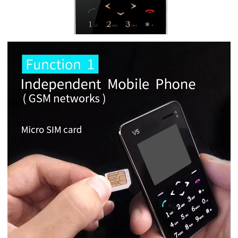 BLACK COLOUR /AIEK/AEKU V5 Card Mobile Phone 6.9 mm Ultra Thin Pocket ...