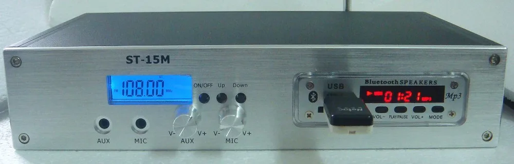 Transmissor de transmissão fm estéreo 1.5w/15w, receptor de 87 ~ 108mhz ...