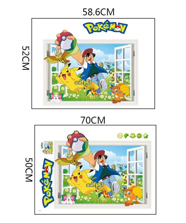 3D Cartoon Pokemon Room Decor Window Wall Sticker Poster - KawaiiMerch.com