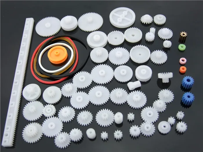 60 Pcs/lot Plastic Gear Set Diy Rack Pulley Belt Worm Single Double ...