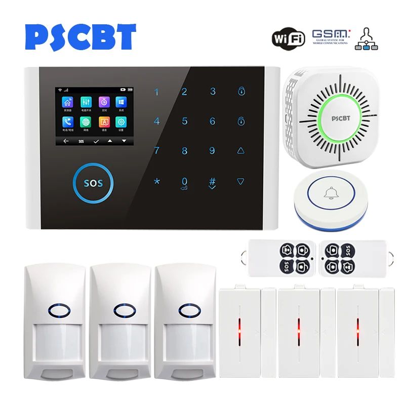 PSCBT WIFI GSM Wireless Home Business Burglar Security Alarm System APP ...