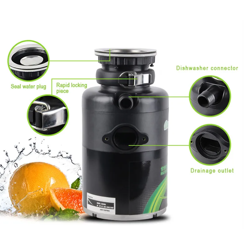 AC motor kitchen food waste disposer with 10 12 Years Standard Lifetime ...
