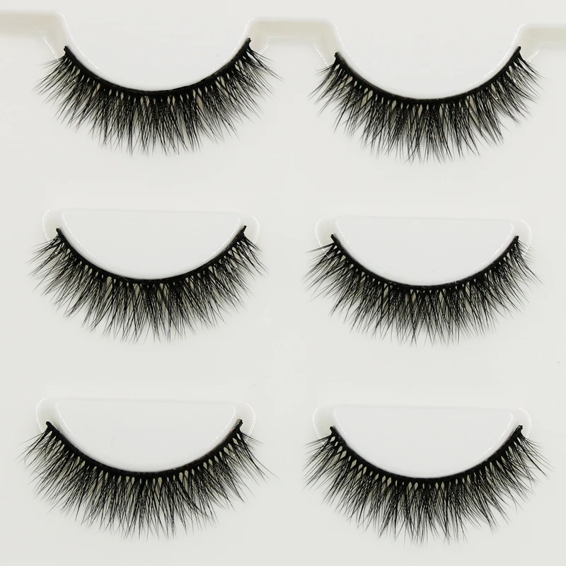 Yokpn 3 Pairs Manual Short False Eyelashes 3d Multi Layer Cross Messy