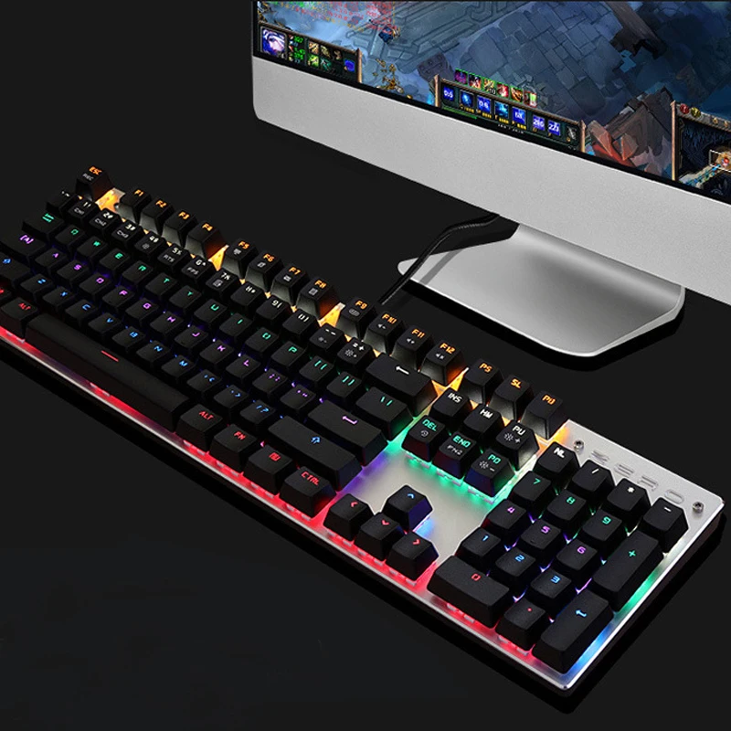 104 Key Mechanical Backlit Gaming Keyboard Wired Equipped with Colorful ...