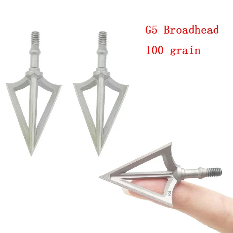 100grain 3/6/12 Archery Fixed 3 Blade Broadhead Sharp Hard Arrowheads ...