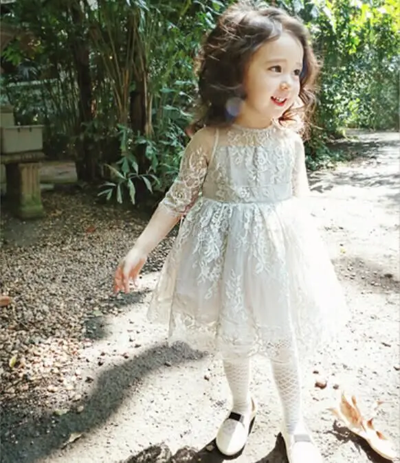 2017 Princess kids dress Summer girls dresses with sheer lace top tutu ...
