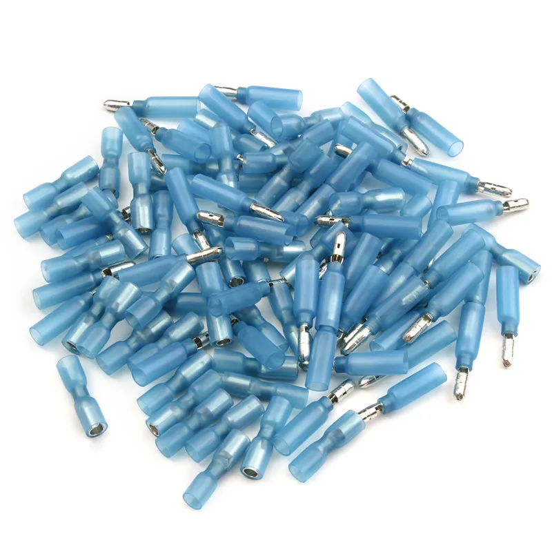 100pcs Blue Female/Male Heat Shrink Bullet Terminals Electrical Wire ...