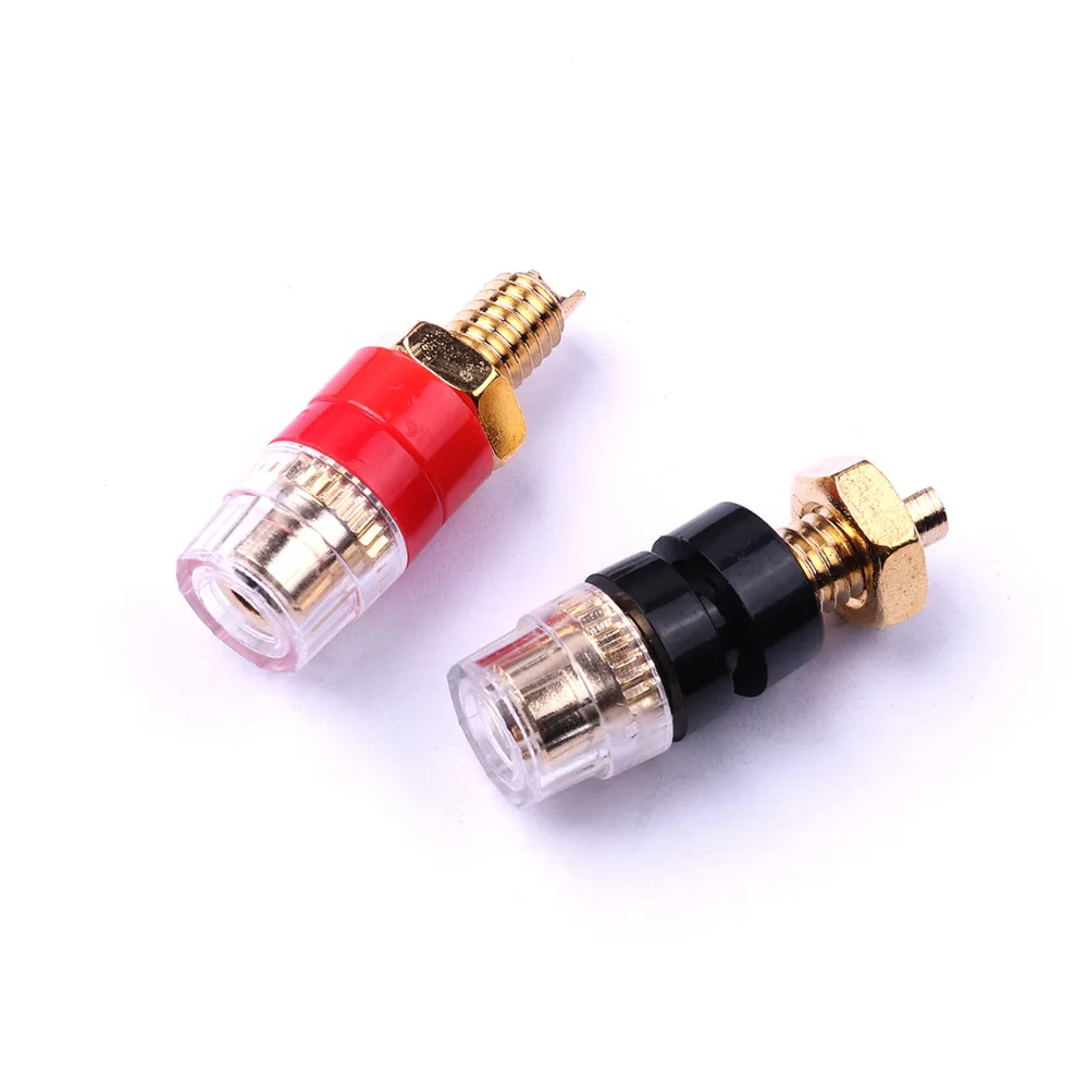 2Pcs Red/Black 30mm Length Female Banana Plug Socket Connector Copper ...