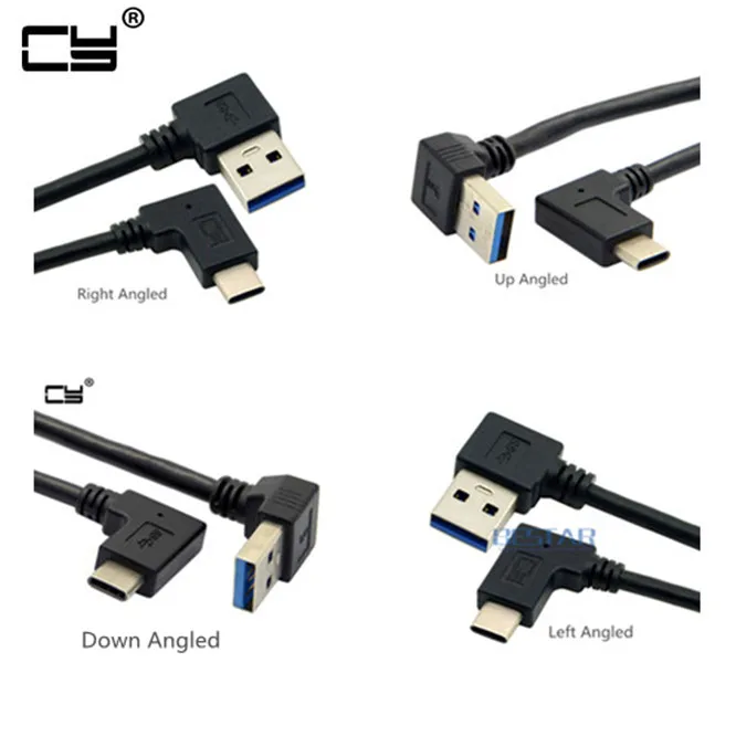 1FT Angle TYPE-C Reversible USB 3.1 USB-C Angled to 90 Degree Left ...