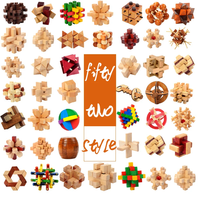 52style Kongming Luban Lock Kids Adult Wooden Chinese Traditional ...