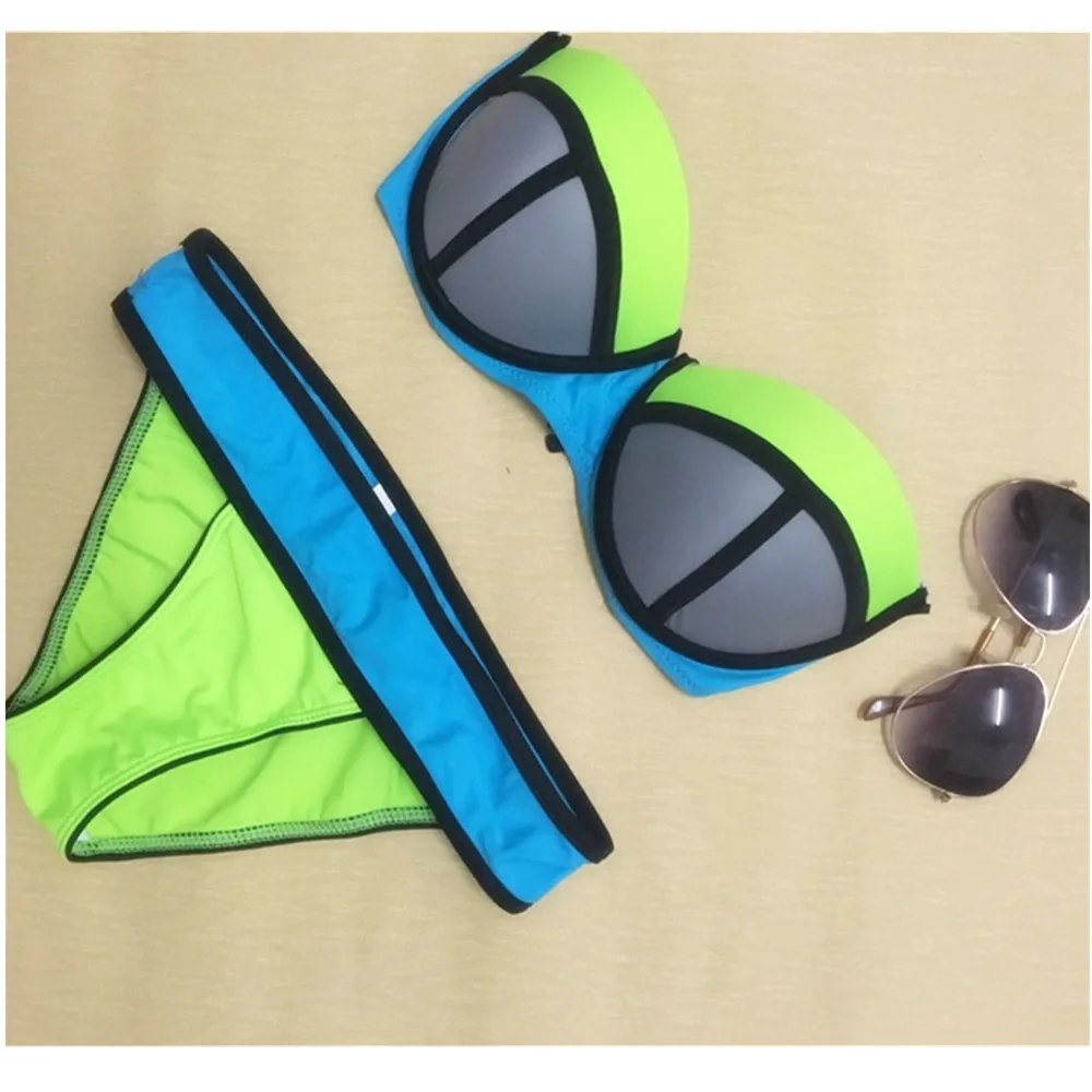 Neoprene Bikinis 2016 Summer Women Swimwear Push Up Bikini Set Padded