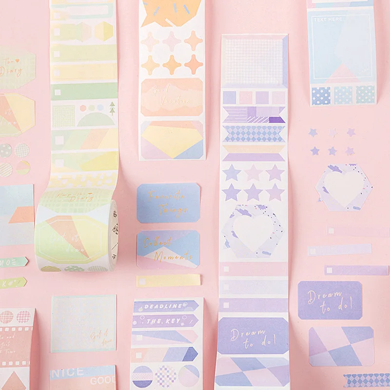 1Pc Kawaii Cutting Washi Tape Cute Candy Color Masking Tape Decorative ...