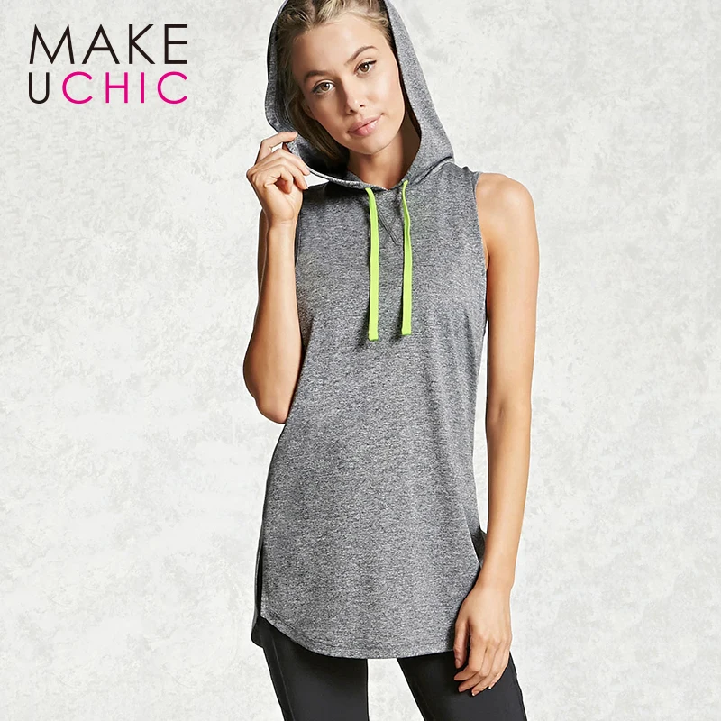 Makeuchic Apparel 2017 New Solid Gray Women Sweatshirt Casual Hooded
