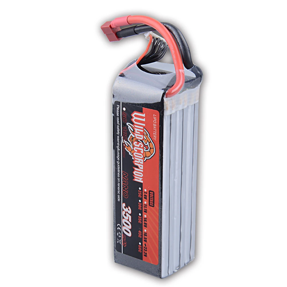 Wild Scorpion 22.2V 3500mAh 45C 6 cell Lipo Battery for RC Helicopter ...