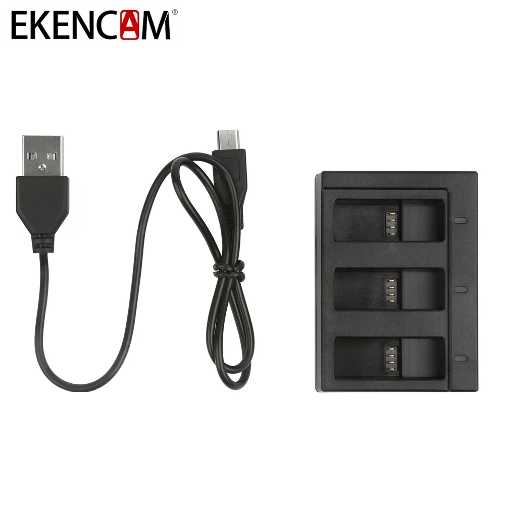 EKENCAM Three Ports Battery Charger Kits with USB Cable for Go Pro Hero ...