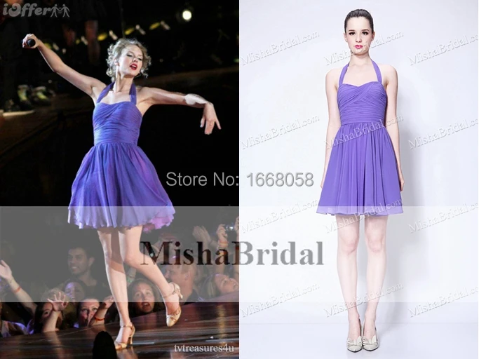 Misha Bridal Speak Now Concert Purple Halter Neck Short Chiffon ...