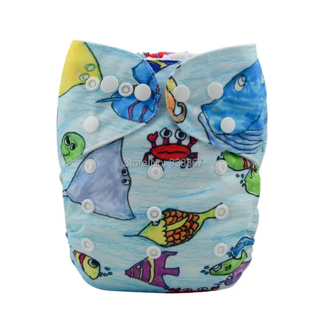 1 Kids Drawing, Fish,Sea,Starfish,Crab Baby Pocket Cloth Diaper Nappy+1 ...