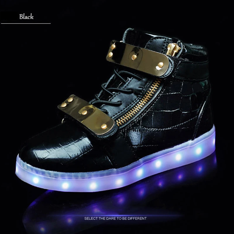 Kids LED Casual Shoes Children LED High top Sports Shoes Kids LED Light ...