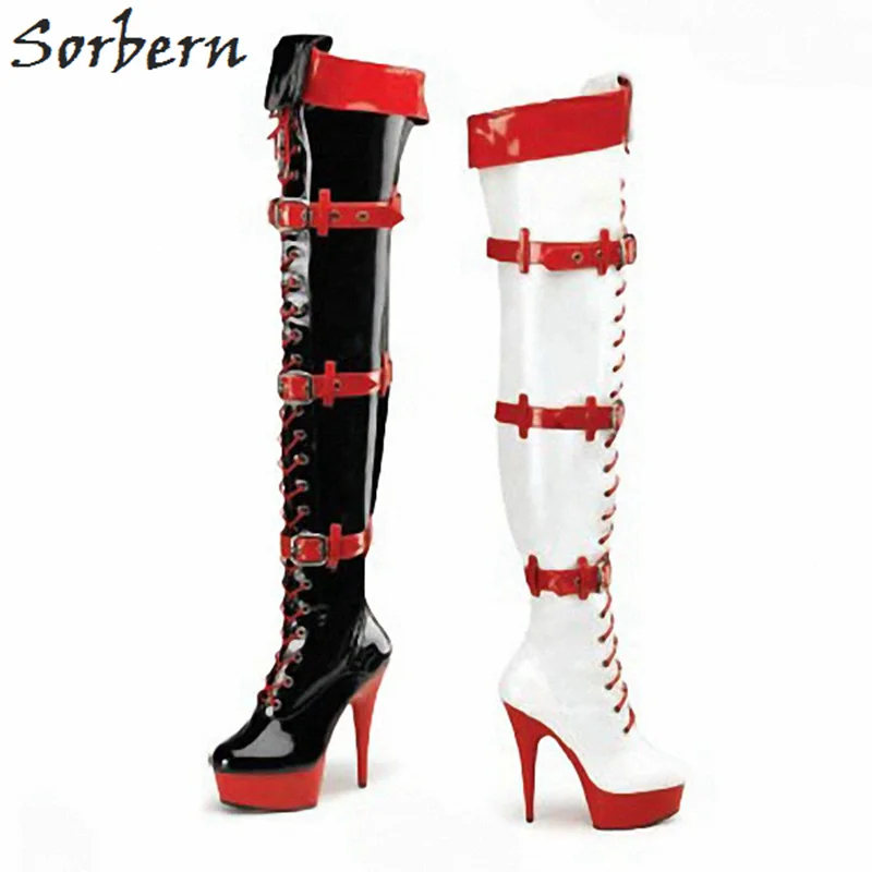 Sorbern Luxury Patent Leather 15Cm Extrem High Heels Over The Knee ...