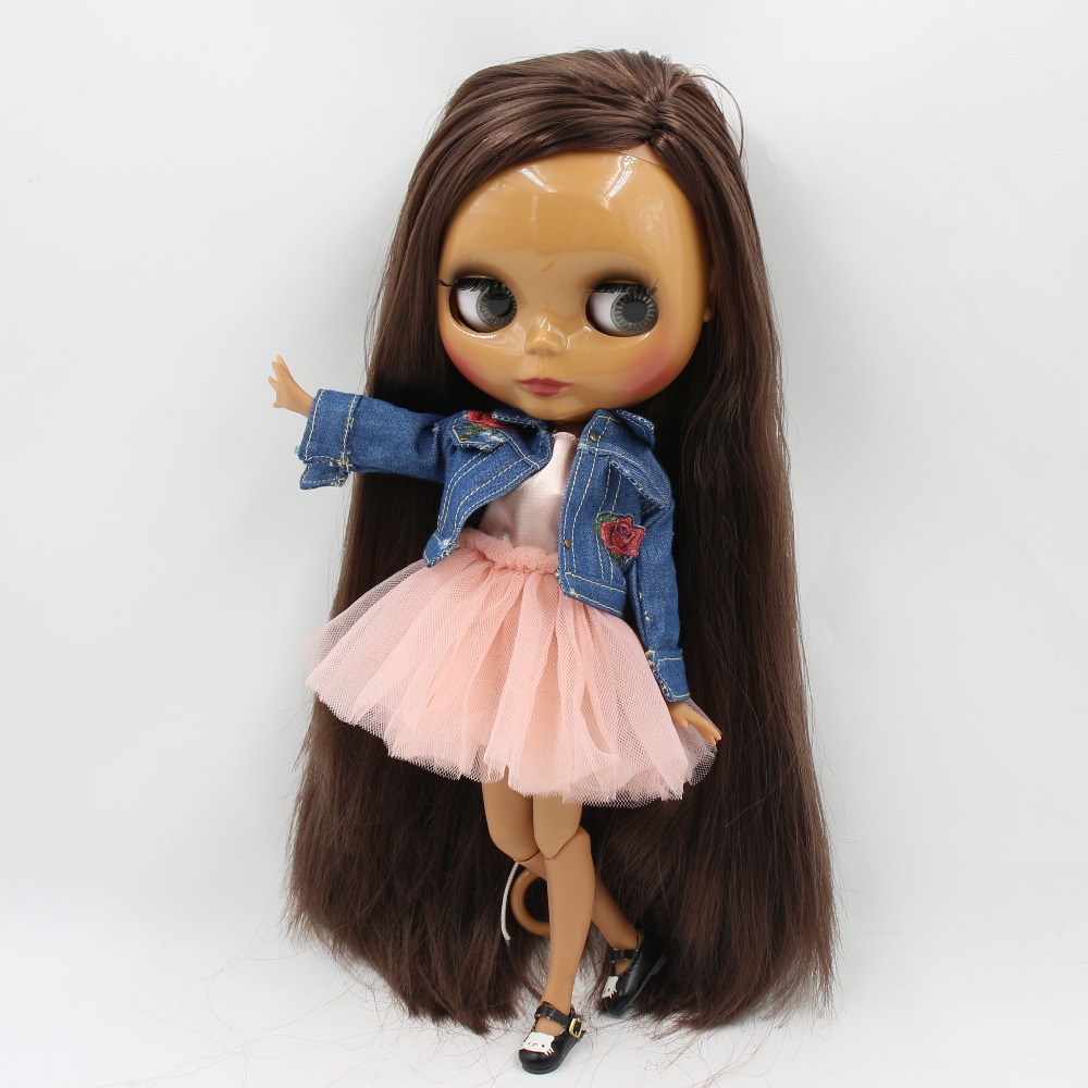 Neo Blythe Muñeca con cabello castaño, piel oscura, cara linda y ...