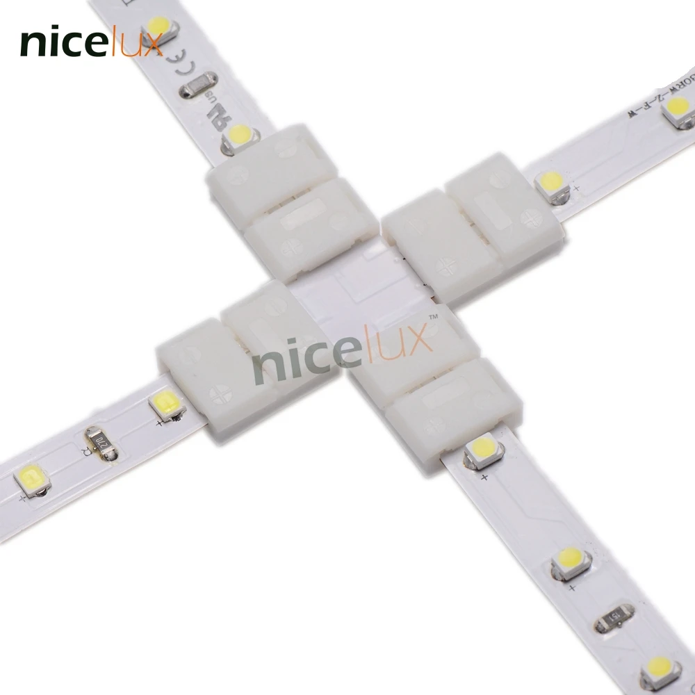 X Shape 2 Pins Connector for 8mm 3528 Single Color 2 Conductor Quick ...