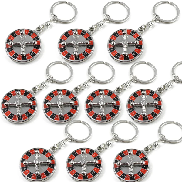 MENGS 10Pcs per pack Lucky Roulette Rotary Keychain Metal Key Chain ...