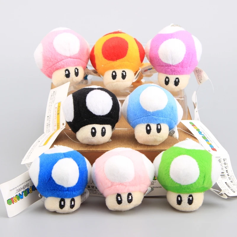 High Quality Super Mario Mushrooms Cute Mini 7 CM Plush Keychain Soft ...