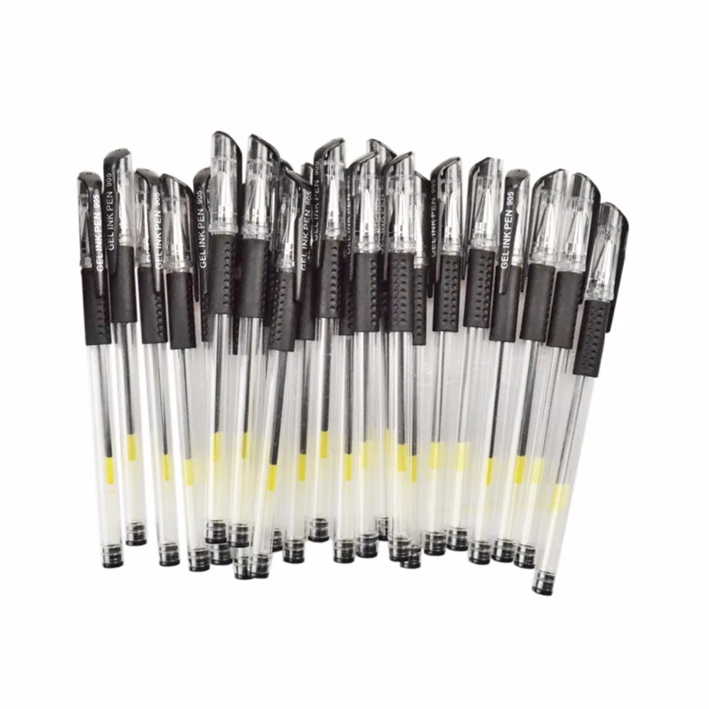 12pcs/lot Plastic Gel Pen Black Ink Colors Transparent Ball Pen ...