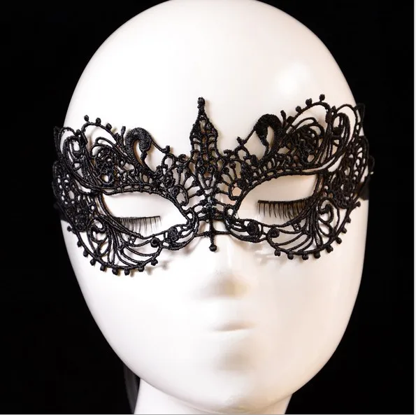 1pc Black Sexy Lady Lace Mask Cutout Eye Mask For Masquerade Halloween