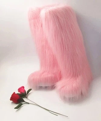 Pink Furry Boots