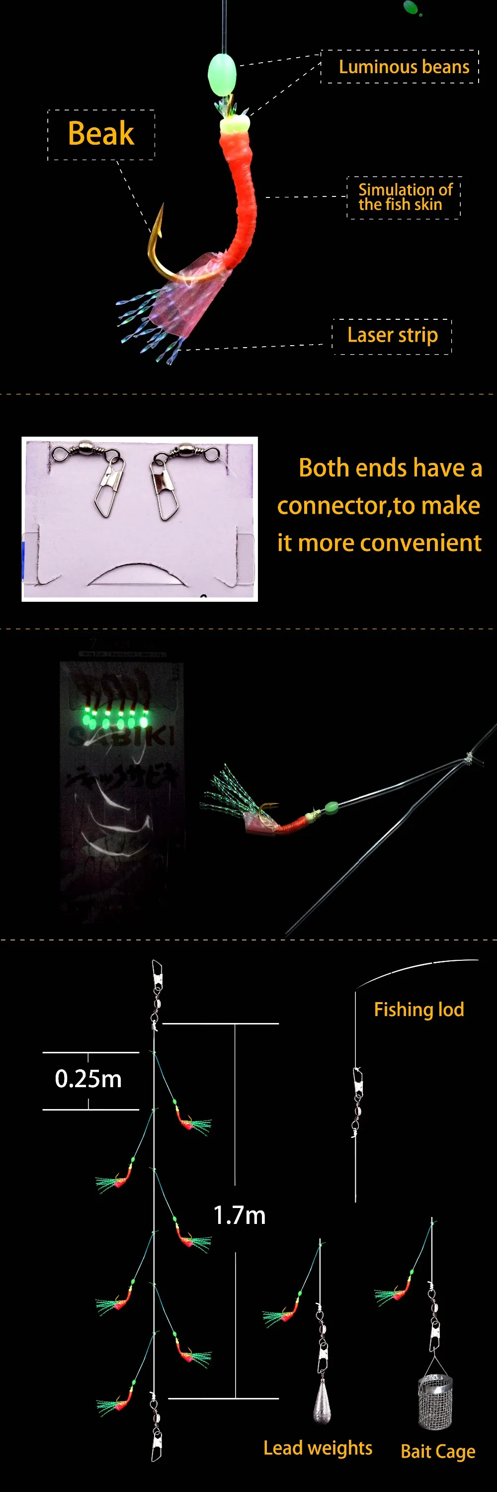 2 Packs Sabiki Rigs Fishing Luminous hooks. - Easy Fishing Tackle